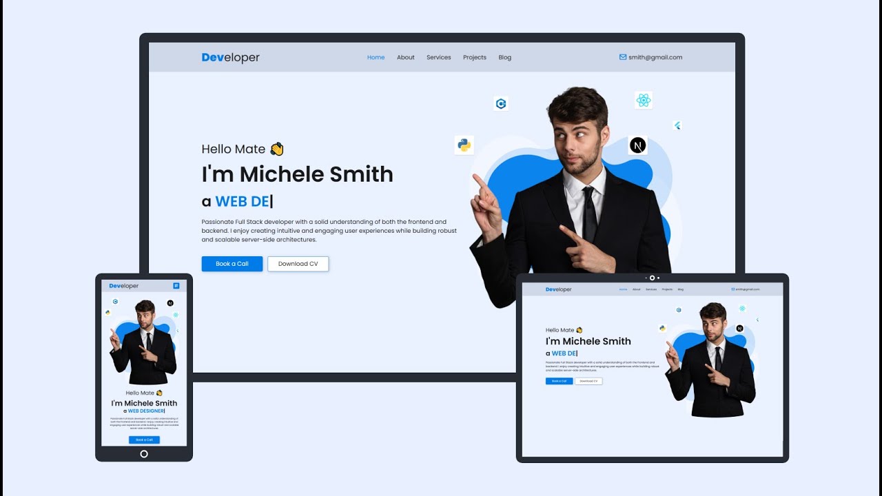 Responsive Personal Portfolio Smith (Header) Using HTML CSS And JavaScript