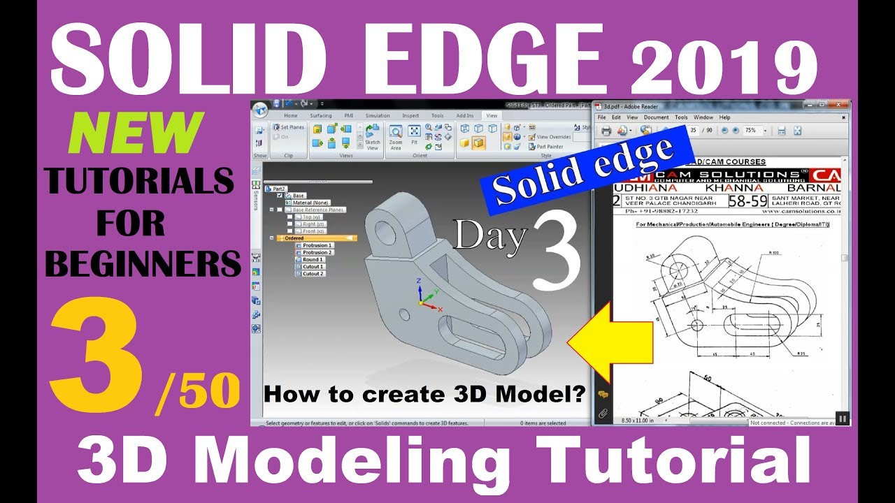 Solid edge Tutorials |Solid edge Practice Exercise tutorial |Solidedge