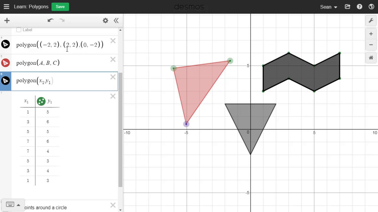 Learn Desmos Polygons