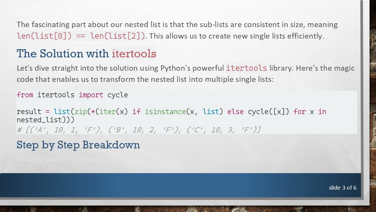Transform Nested Lists into Multiple Single Lists Using Python itertools
