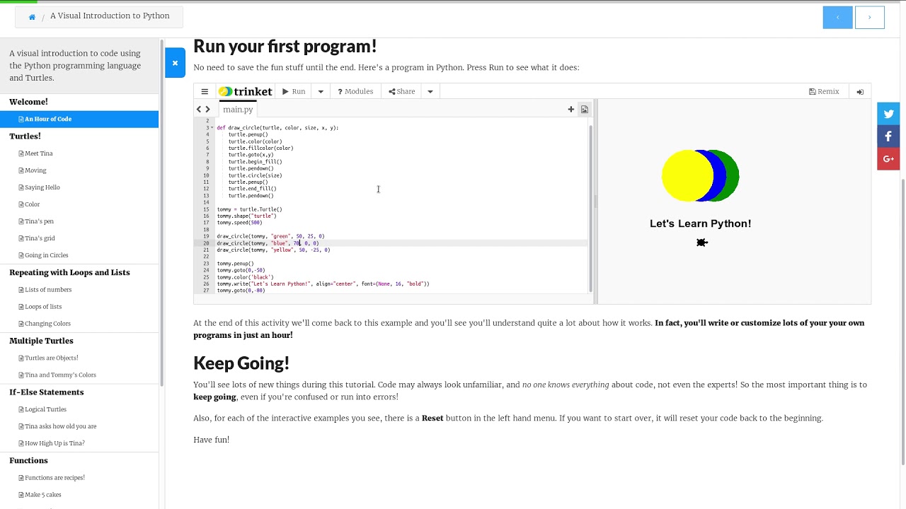 Teaching Python With Trinket....Easy As Pi..