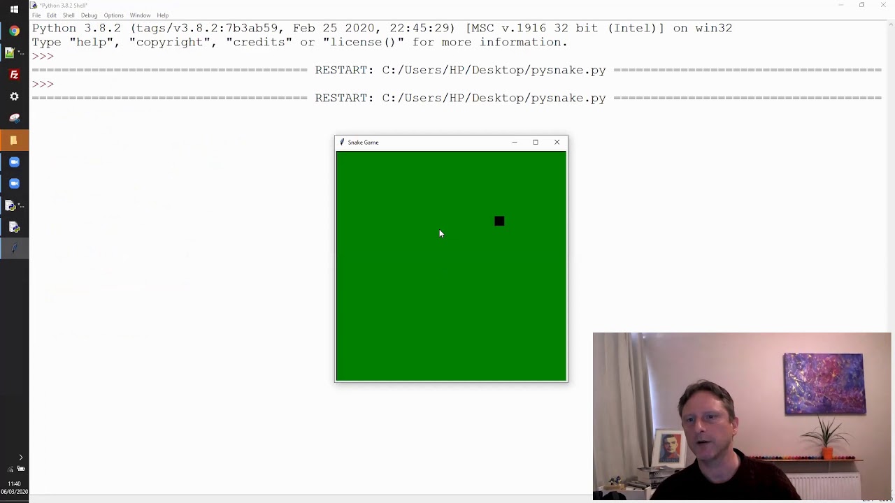 Python Turtle Graphics Snake Game Part 1