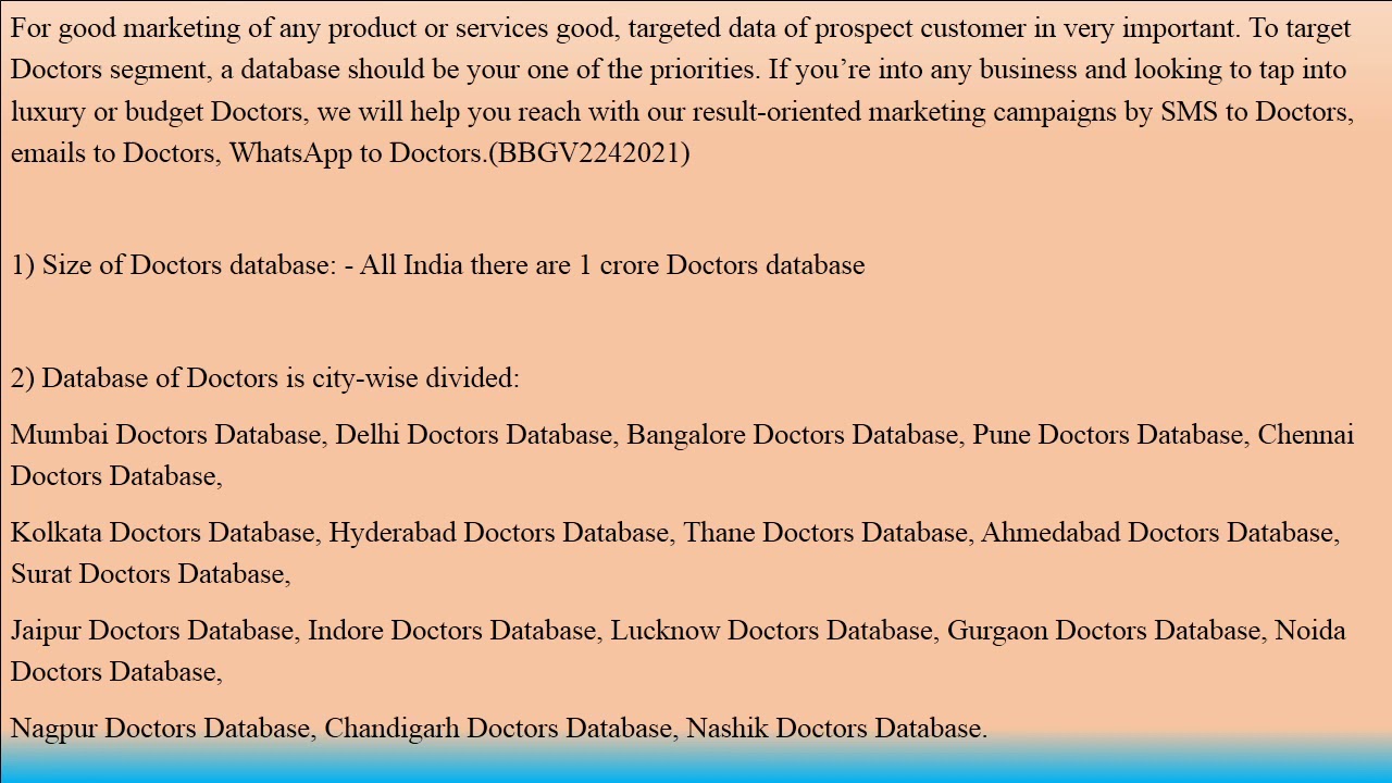 #DOCTORS_DATABASE     ALL INDIA DOCTORS DATABASE