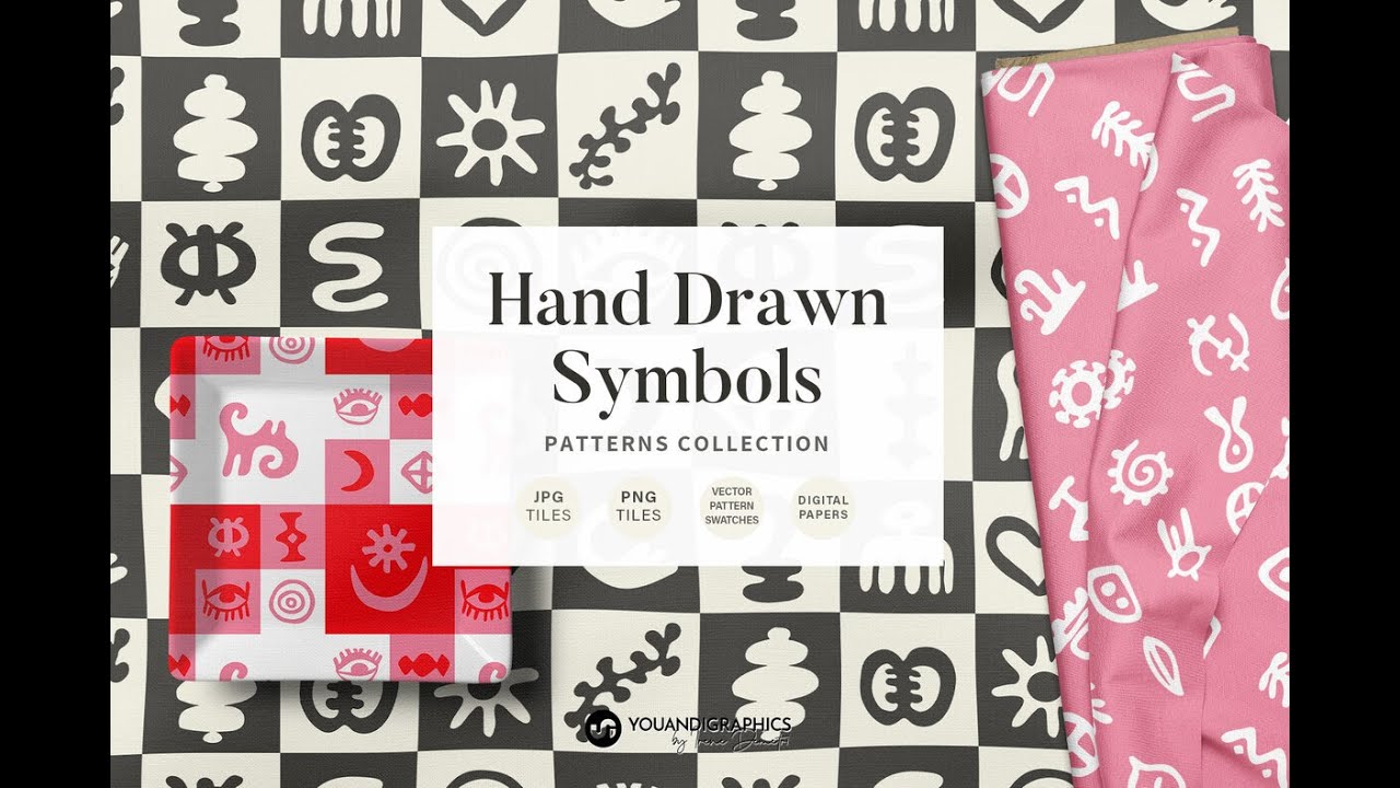 Download Hand Drawn Symbols Seamless Patterns Stock Graphics