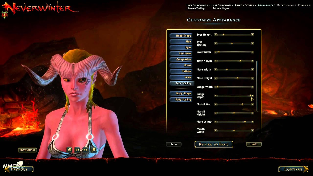 Neverwinter Character creation Tiefling Female - MMO HD TV (1080p)