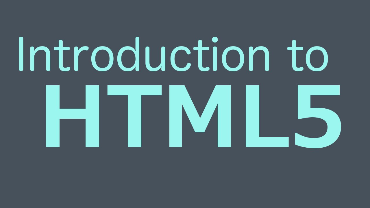 Introduction To HTML5 - HTML Programming Tutorial