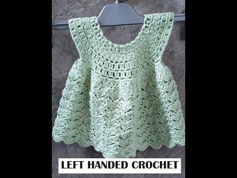 Left handed crochet a beautiful little dress. Matches the X Cross fan blanket and bonnet Part 3