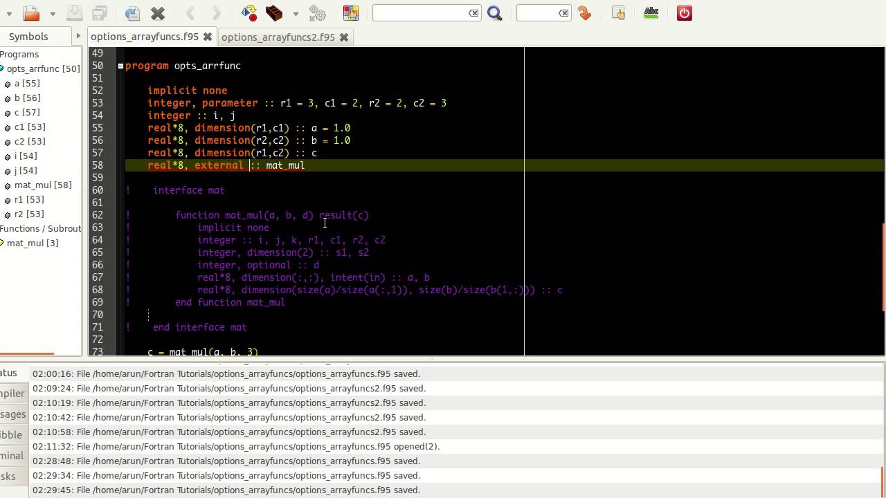 Advanced Fortran Programming : 026 : Optional Parameters 2 and Array Valued Functions