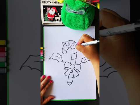 How to draw a candy cane | Christmas drawings | For kids aged 5 to 6 | Learn Spanish with my puppet!