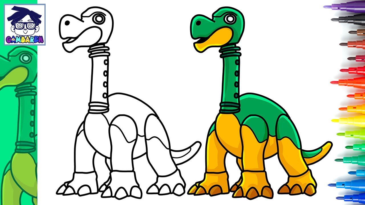 Cara Menggambar BRONTOFLUTE | DINO TOY | POPPY PLAYTIME Chapter 5 | Game | easy step by step