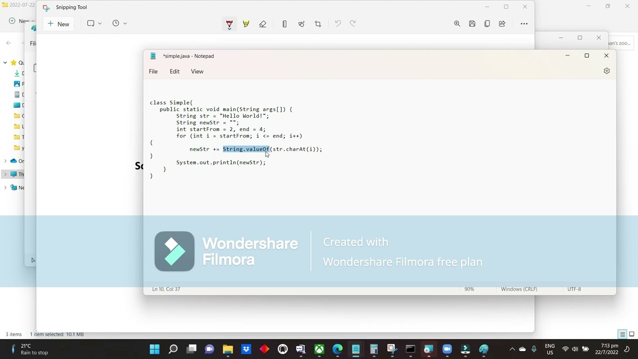 Substring of String without using substring method in java