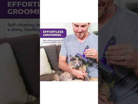 Self Cleaning Slicker Brush - Cat & Dog Grooming - Brush for Shedding - Comb - Rake - Dog Brush
