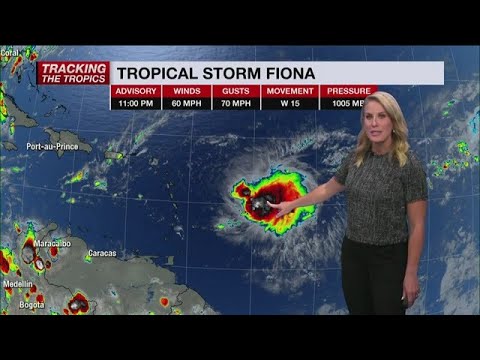 Tropical Storm Fiona maintains strength
