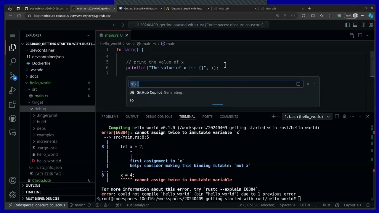 Using GitHub Copilot to Learn Rust