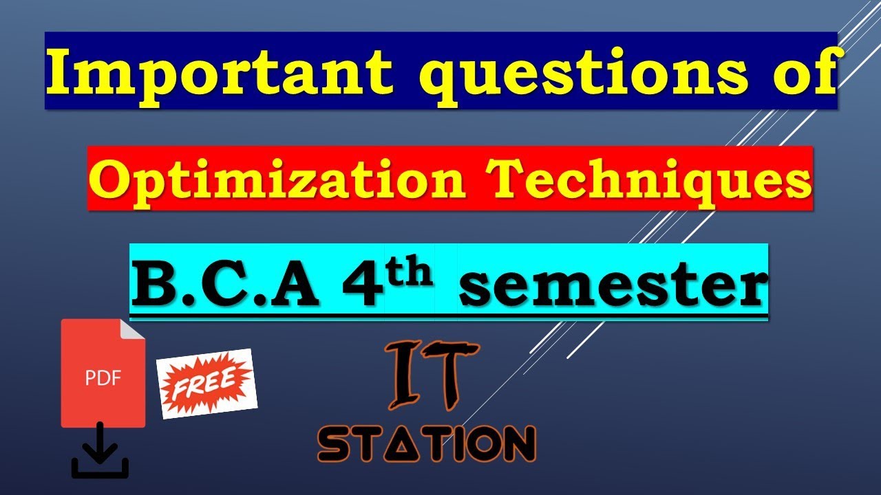 optimization techniques important questions for exam || BCA 4th sem 2023