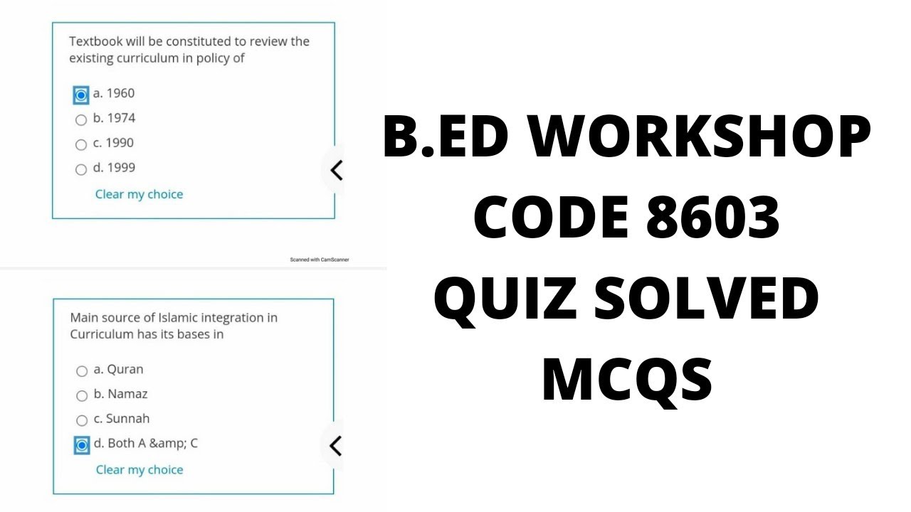 B.ed Workshop Code 8603 Quiz Solved Mcqs | B.ed workshop 8603 quiz answers |