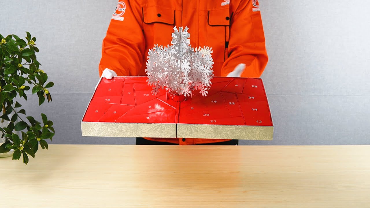 Luxury 3D Pop Up Christmas Gift Box with 24 Compartments and Hinged Lid with Magnetic Closure