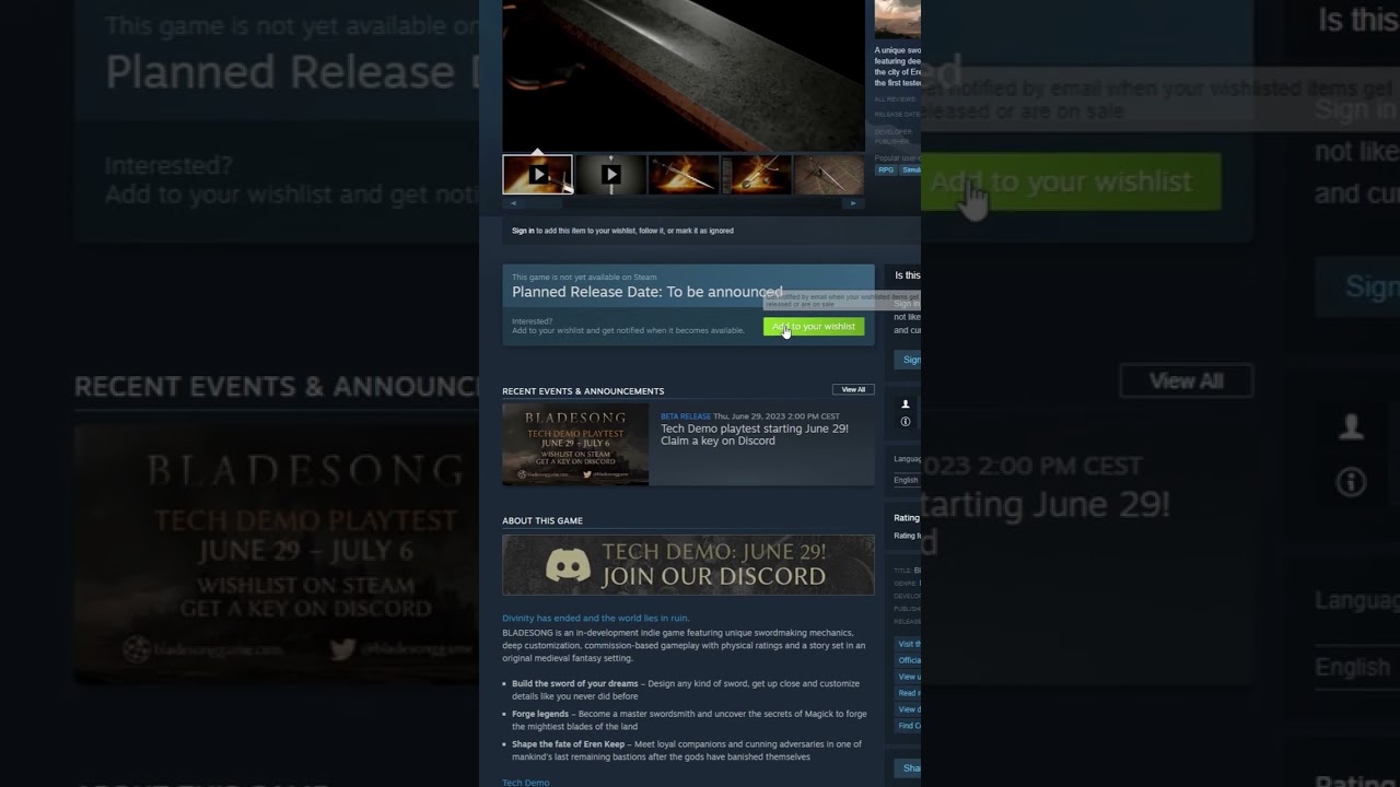 Test our swordmaking game! Free keys are claimable now via Discord #swordmaking #indiegame #playtest