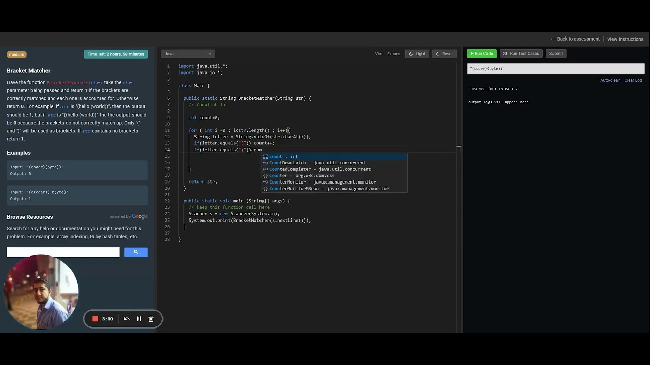 Coderbyte   Bracket Matcher - JAVA