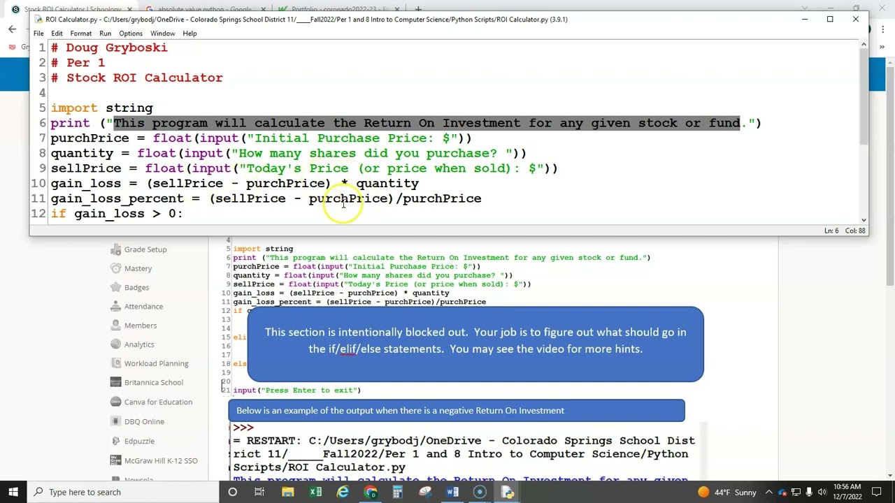 Calculate ROI for Stocks using Python
