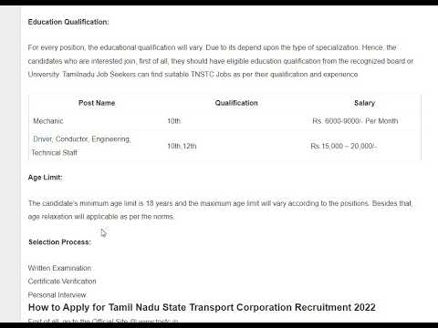 TNSTC Recruitment 2022 Notification in pdf – Apply Online @ www.tnstc.in