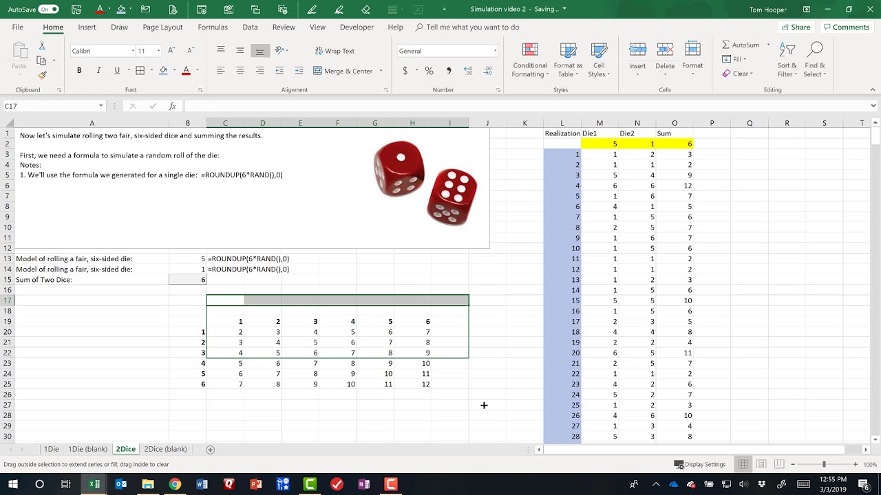 Simulation video 2 - Dice
