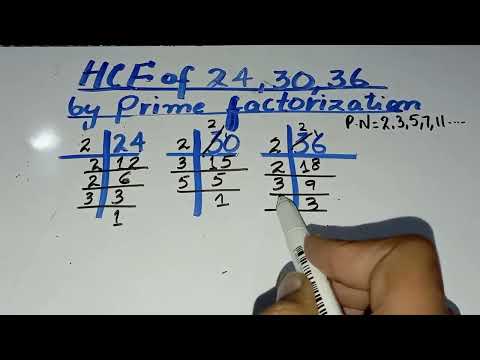 Hcf of 24 30 36 | by prime factorization method | in Urdu/Hindi |