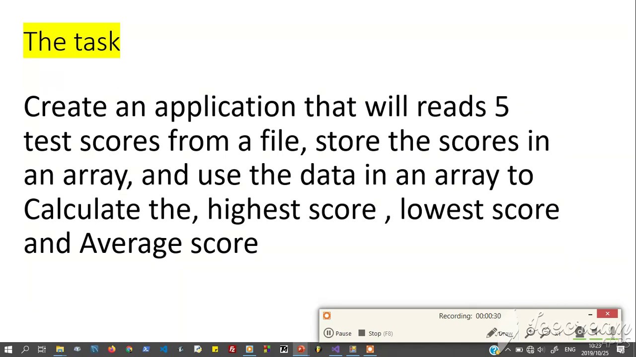 7.2 video tutorial - Processing an Array