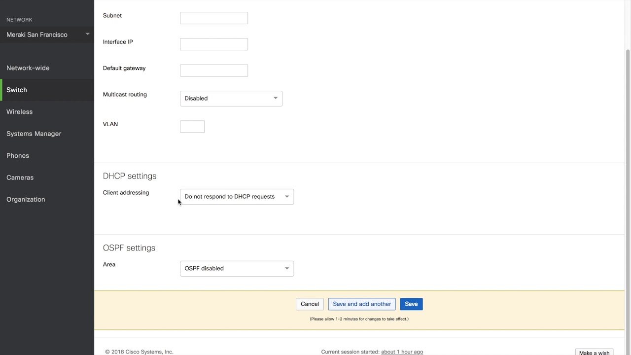 Meraki MS - Interfaces and Static Routes