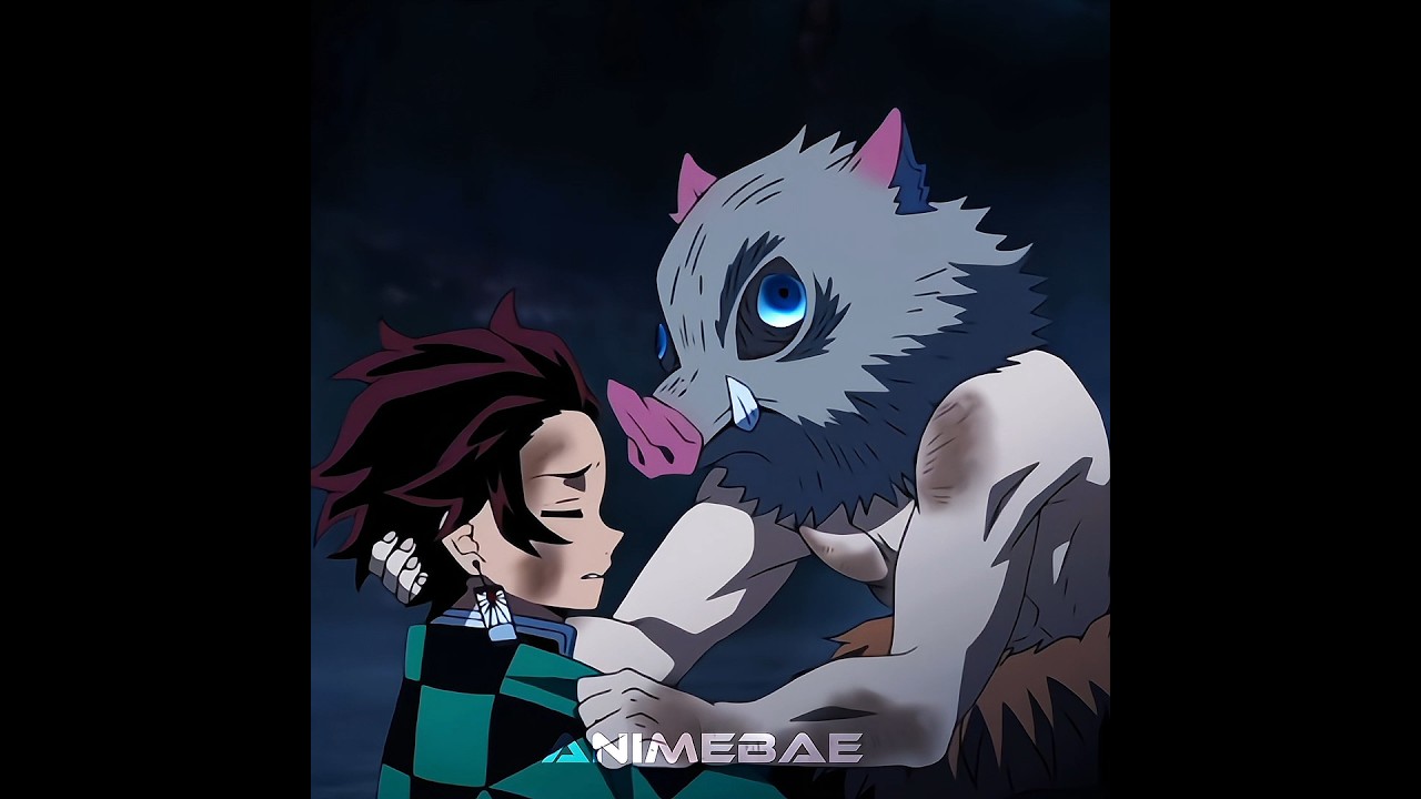 Tanjiro saves Inosuke
