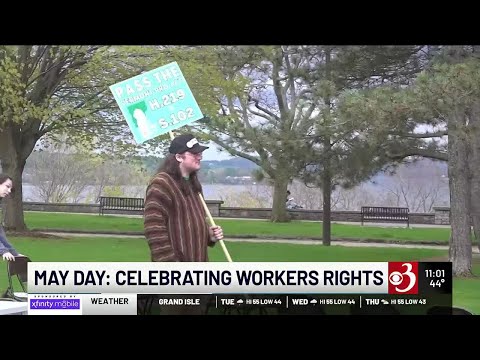 Dozens rally at Battery Park to highlight future of Vermont's labor laws this May Day