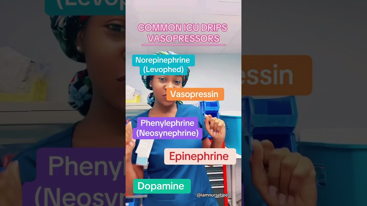 Common icu drips: Vasopressors #nurses #registerednurse #nursingschool #nursingstudent #studentnurse