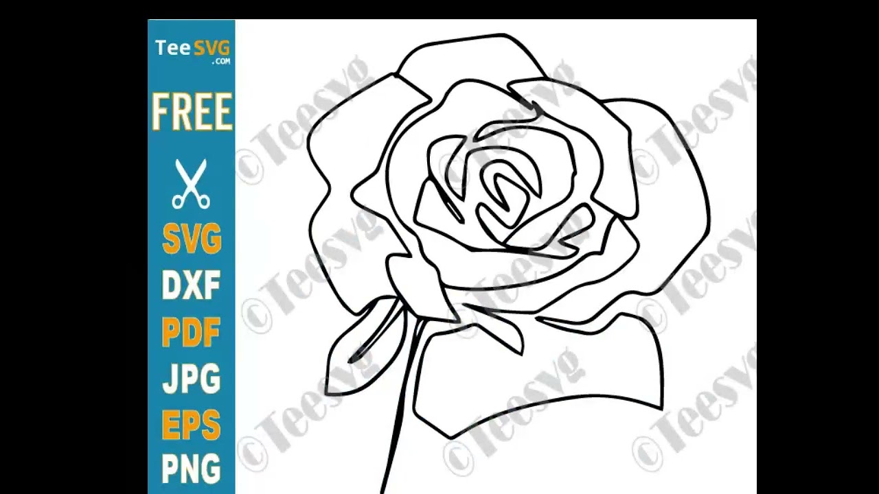 Flower Outline CLIP ART Black and White Free PNG JPG SVG Drawing - Simple Rose Line Art Easy Floral
