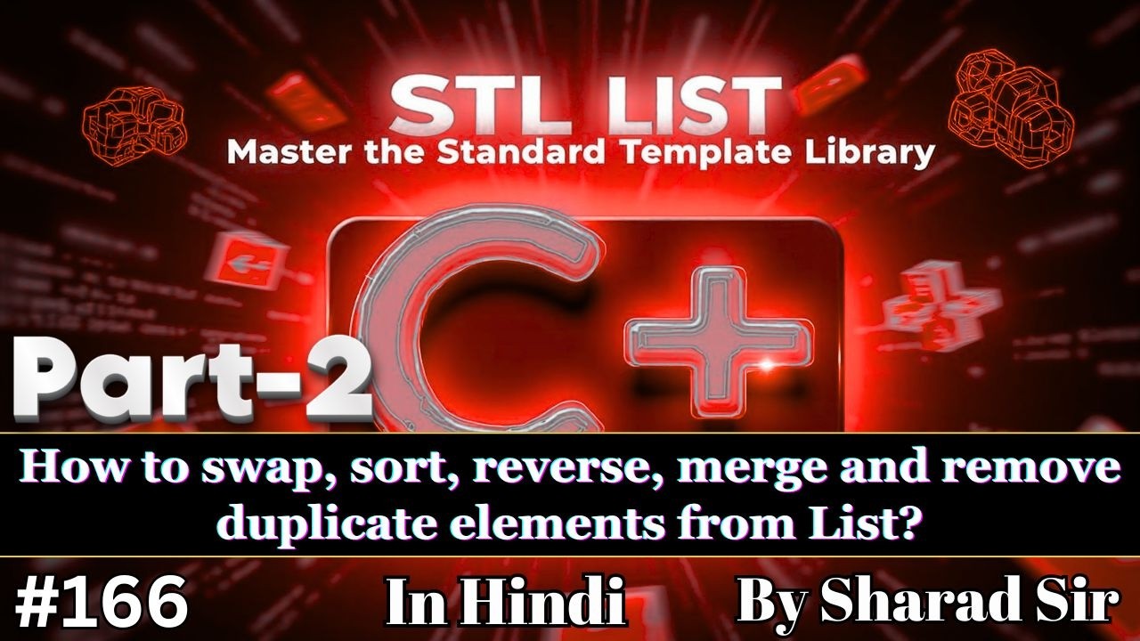 #166 STL List in C++ (Data Structure) Part-2 | Swap, Sort, Reverse, Merge & Remove | Tpoint Tech