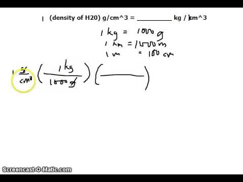 Unit conversion: density of water in g/cm^3 to kg/km^3