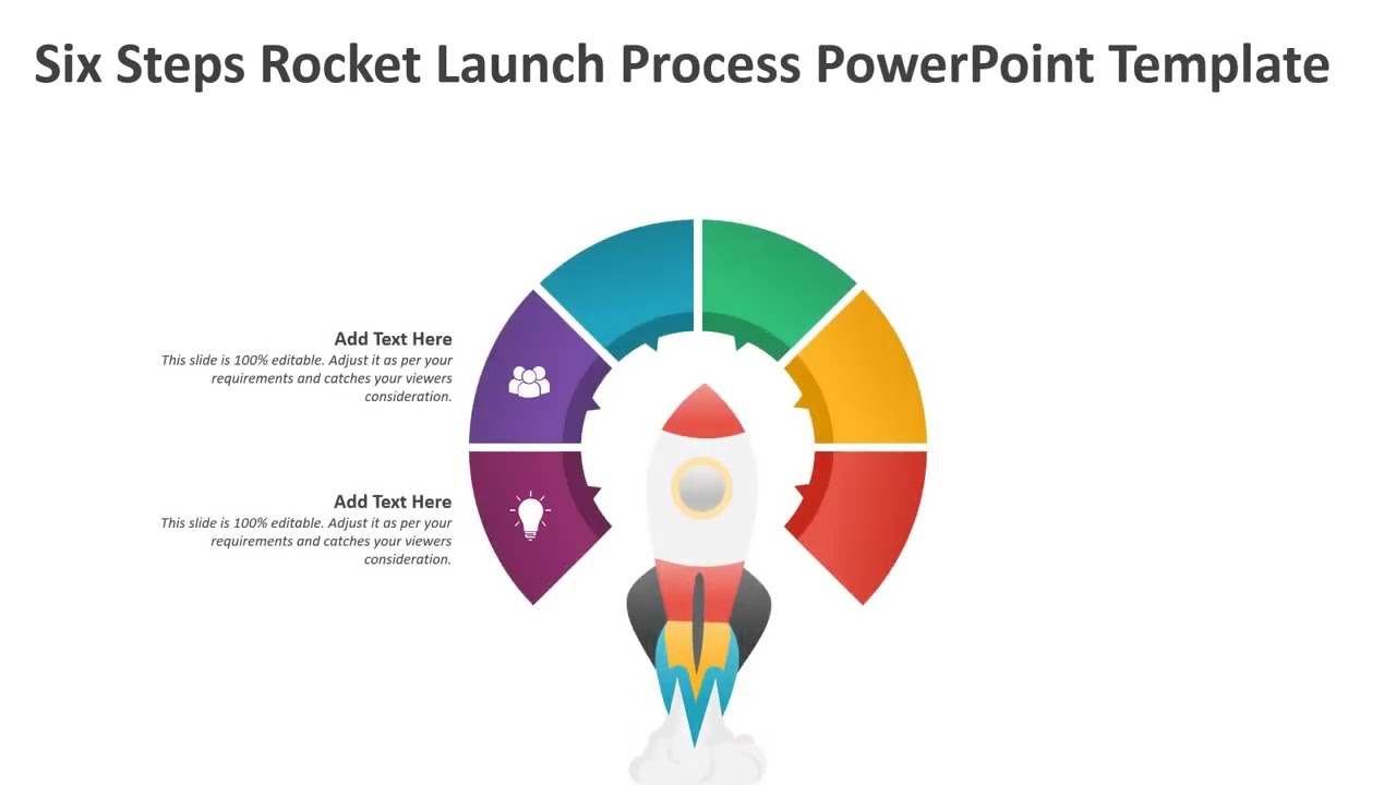 Six Steps Rocket Launch Process PowerPoint Template | Kridha Graphics