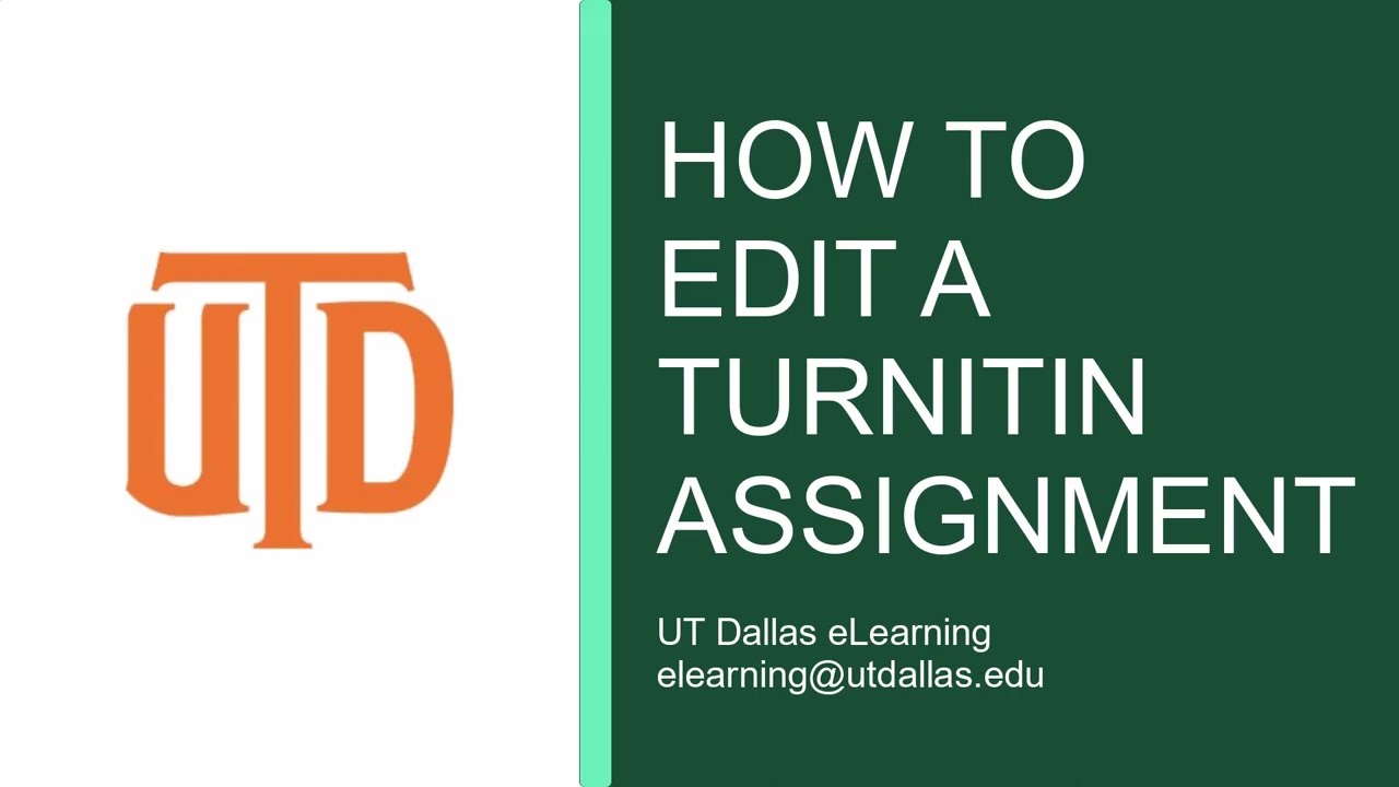 How to Edit a Turnitin Assignment
