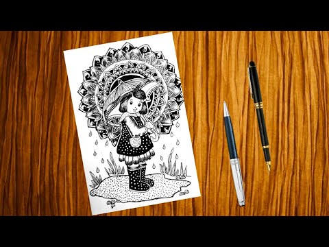 Easy Ways To Draw A Girl in Spring Season Mandela art | How To Draw Zentangle | #Shorts #VArtistica