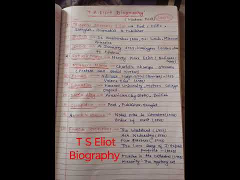 T S Eliot Biography