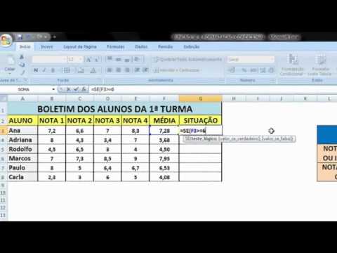 formulas do Excel -Média, Soma e SE