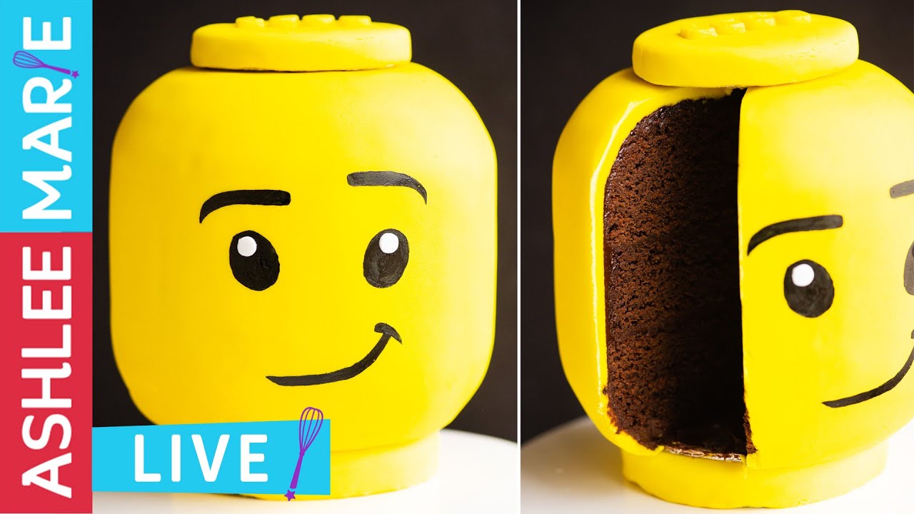 LEGO head cake - cake decorating tutorial - LIVE