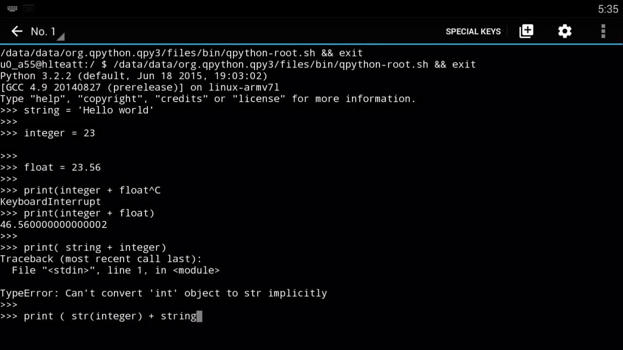 Qpython tutorial- 6 Adding Data Types