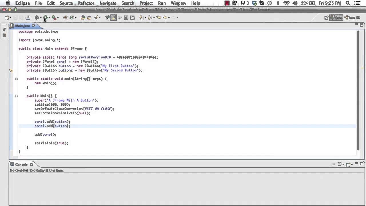 Java GUI Swing Development Part 2 - Panels and Buttons