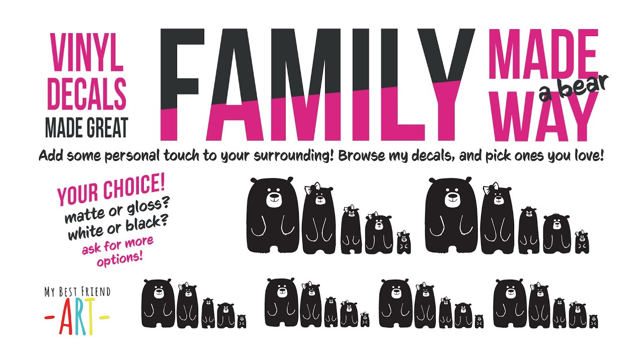 CRICUT DECALS - MAKING OF BLACK VINYL BEAR FAMILY CAR DECAL