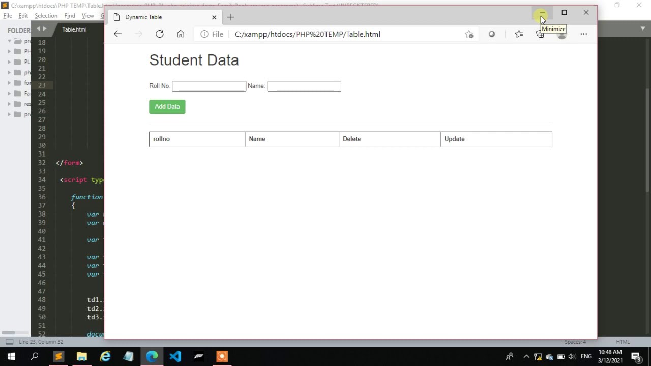 Update specific row from dynamic table using HTML and JavaScript