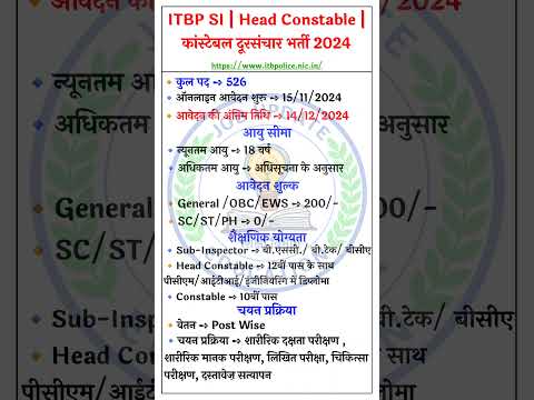 ITBP SI/Head Constable /Constable Telecommunication Recruitment 2024#itbpsi#itbp#itbpconstable#job