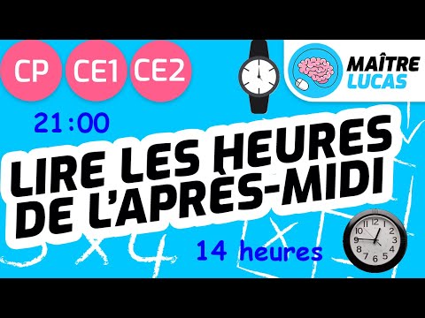 Lire les heures de l'après-midi CP - CE1 - CE2 - Cycle 2 - Maths - Se repérer dans le temps