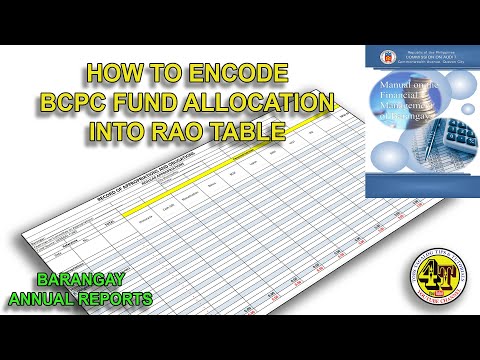 HOW TO ENCODE BCPC BUDGET TO RAO TABLE | BARANGAY COUNCIL FOR THE PROTECTION OF CHILDREN