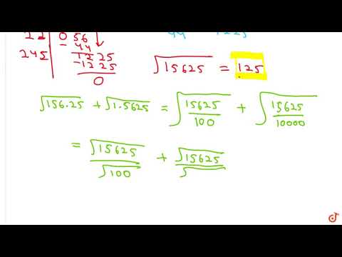 "Find the value of `sqrt(15625)` and the use it to find the value of `sqrt(156. 25)+\
