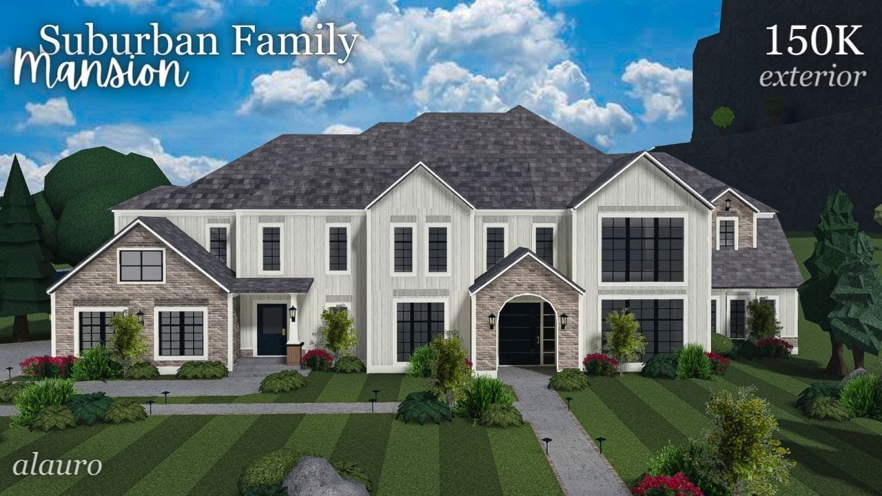 Suburban Family Mansion - 150K Exterior - Bloxburg Speed Build